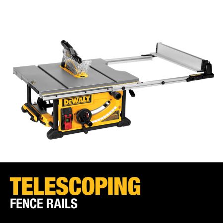 Bomgaars DEWALT Jobsite Table Saw 10 IN 32 1 2 In 82.5cm Rip Capacity and a Rolling Stand Table Saws