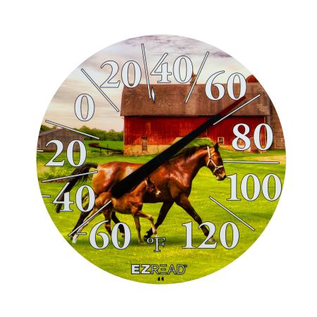 Bomgaars : EZRead 12.5 IN Dial Thermometer with Horse & Barn : Thermometers
